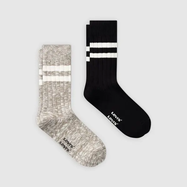LEVI'S Two-pack Regular Cut Mouline Bootsocks - Black