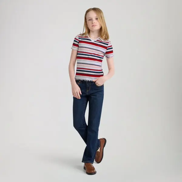LEVI'S Ribbed Knit Striped Polo Top