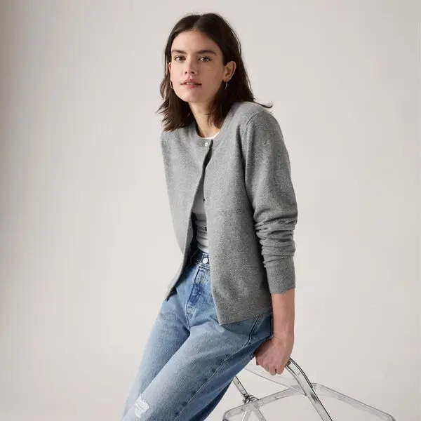 LEVI'S Supersoft Crewneck Cardigan - Grey