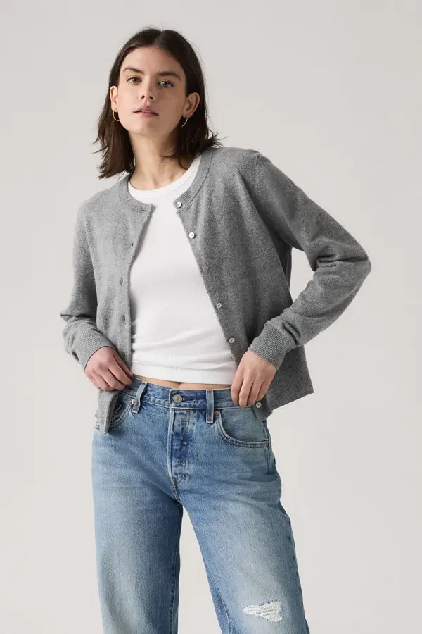 LEVI'S Supersoft Crewneck Cardigan - Grey