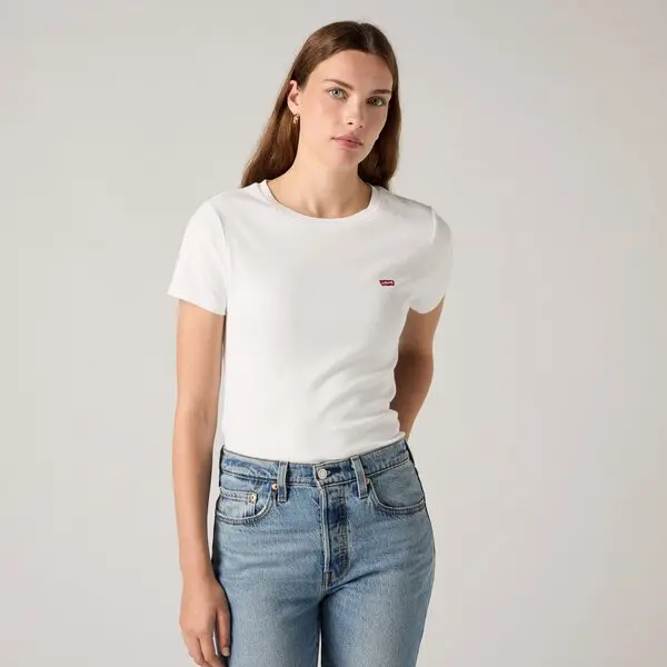 LEVI'S Essential Housemark Fitted Crewneck T-shirt - White