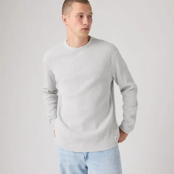 LEVI'S Long Sleeve Relaxed Thermal Tee - Grey