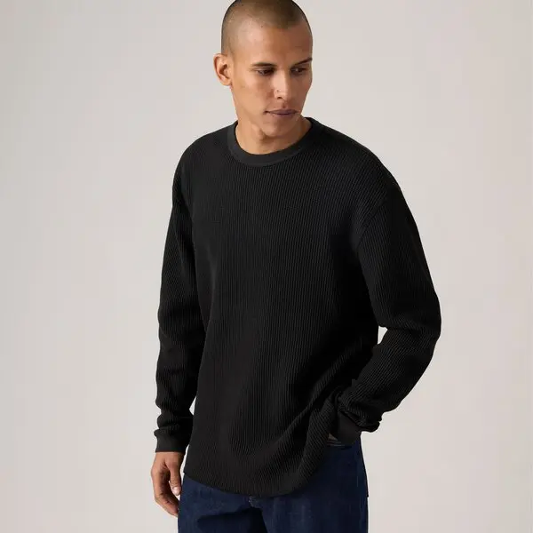 LEVI'S Long Sleeve Relaxed Thermal Tee - Black