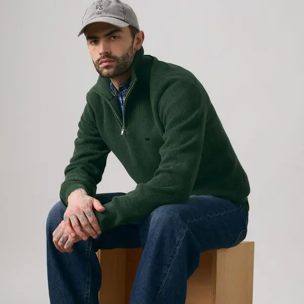 LEVI'S Housemark Quarter Zip Sweater - Green