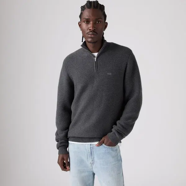 LEVI'S Housemark Quarter Zip Sweater - Black