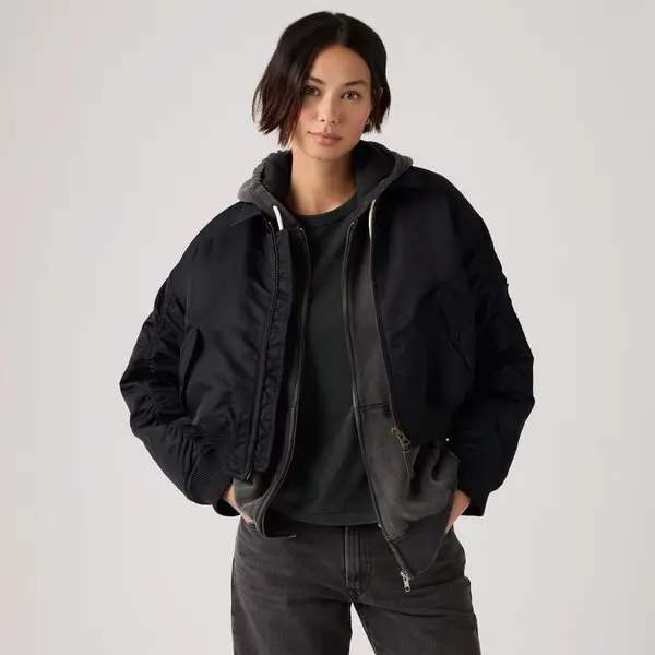 LEVI'S Bowie Cropped Bomber Jacket - Black