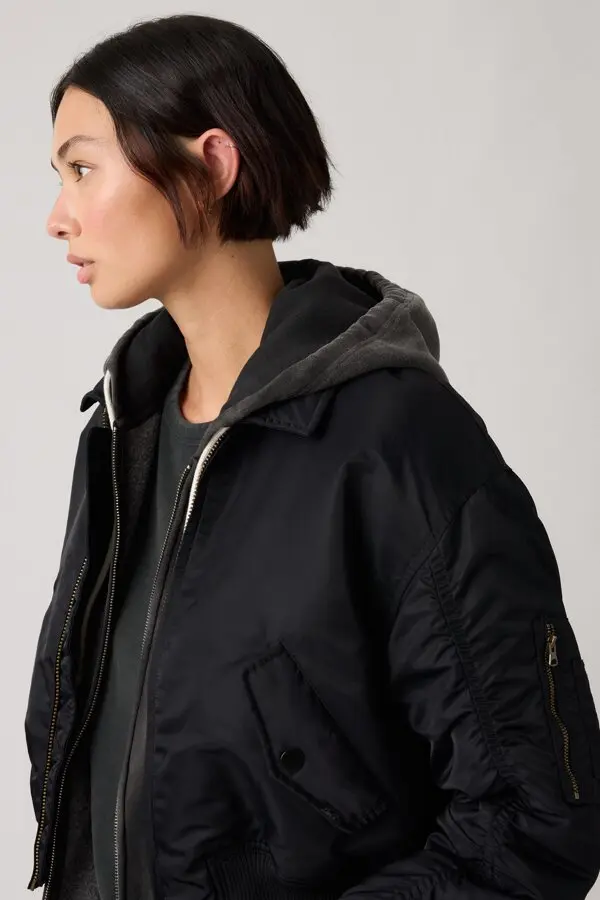 LEVI'S Bowie Cropped Bomber Jacket - Black