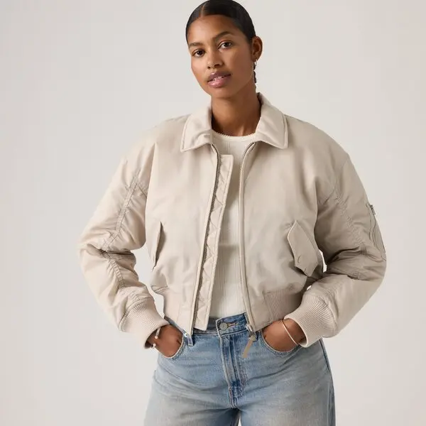 LEVI'S Bowie Cropped Bomber Jacket - Grey