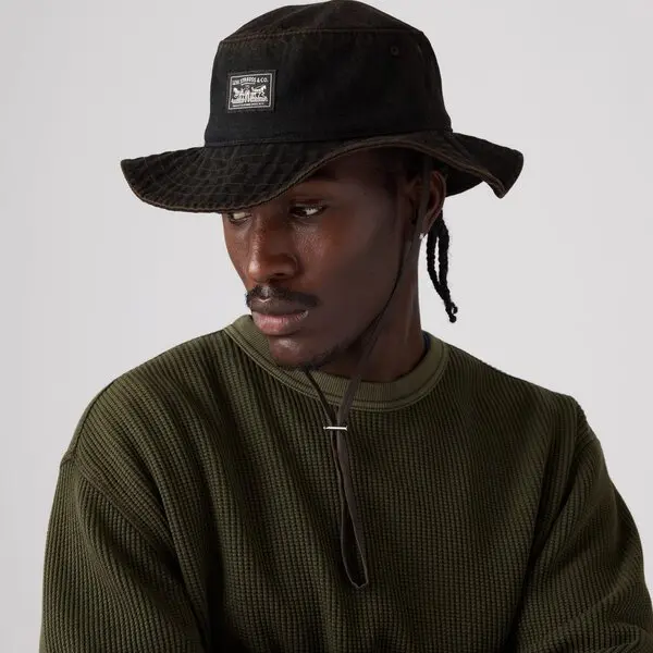 LEVI'S Bay Drawstring Bucket Hat - Black