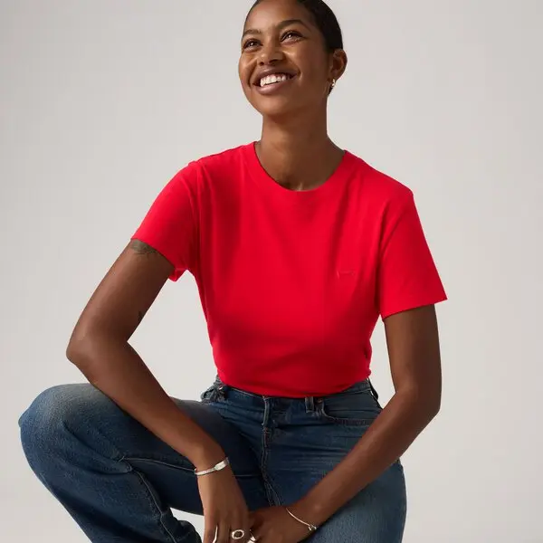 LEVI'S Classic Cotton Crewneck T-shirt With Logo Detail - Red