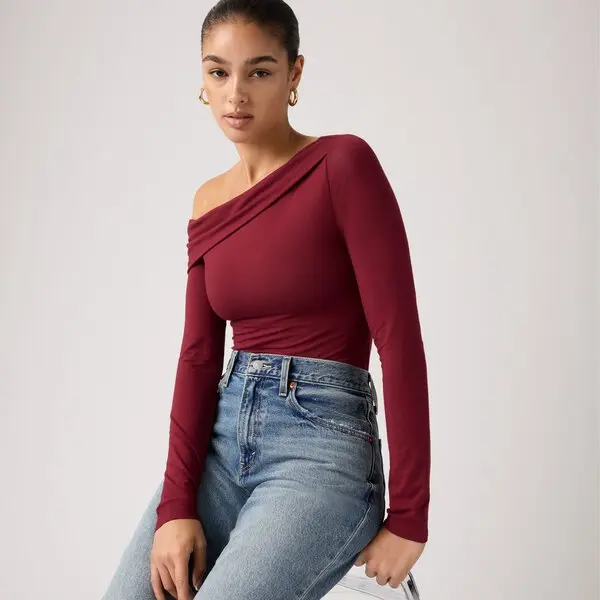 LEVI'S Clara Off Shoulder Long Sleeve Top - Red