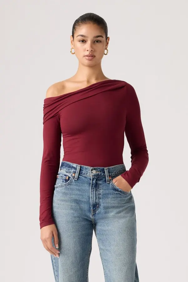 LEVI'S Clara Off Shoulder Long Sleeve Top - Red