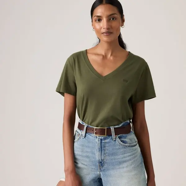 LEVI'S Cotton V-neck T-shirt - Green