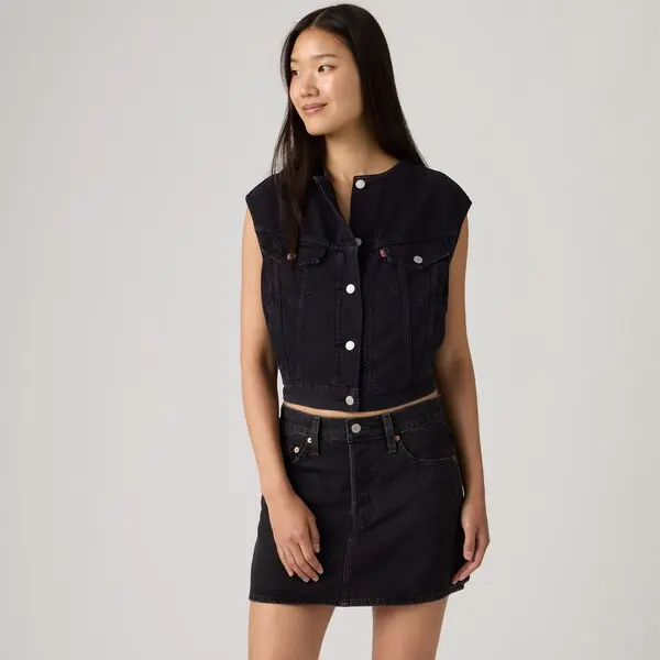 LEVI'S Collarless Shrunken '90s Lightweight Trucker Vest - Black