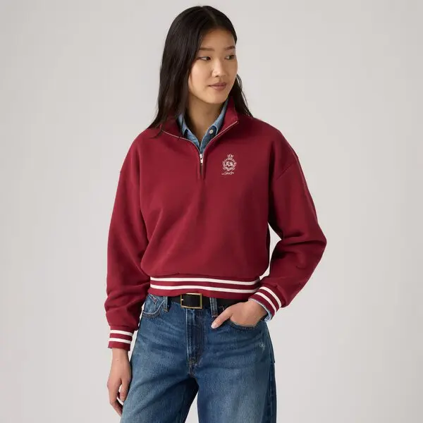 LEVI'S Graphic Everyday Quarter Zip Sweatshirt - Red