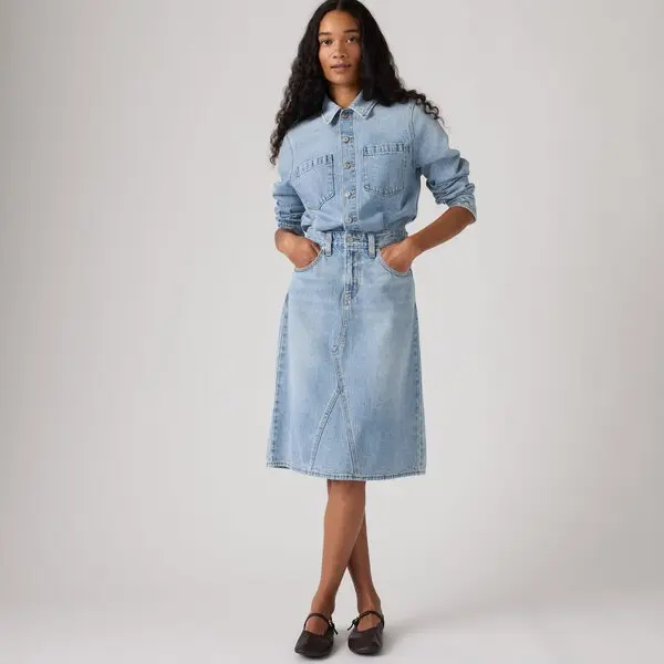 LEVI'S Long Sleeve A-line Western Dress - Blue