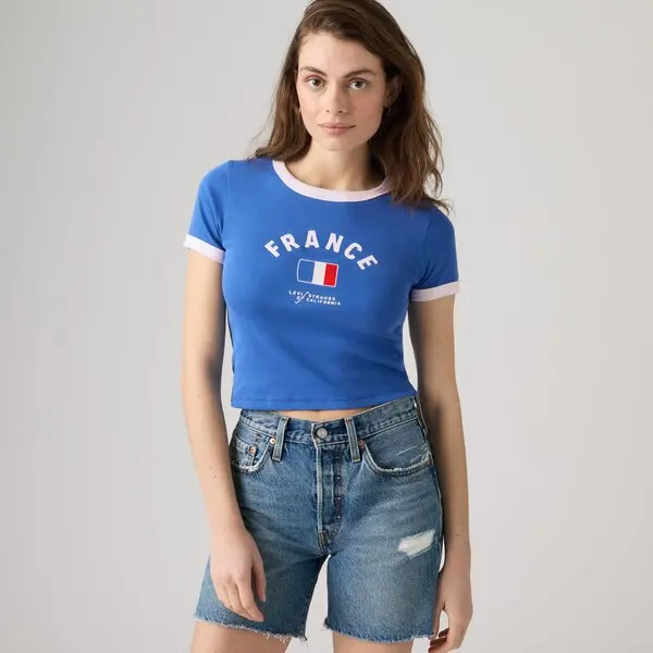 LEVI'S France Ringer Cropped T-shirt