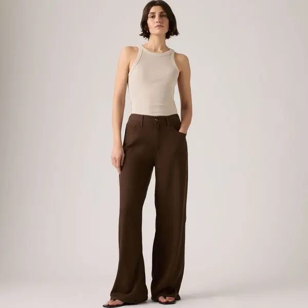 LEVI'S Cinch Wide Leg Linen Trousers - Brown