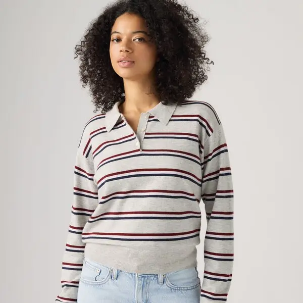 LEVI'S Supersoft Long Sleeve Polo Shirt - Grey