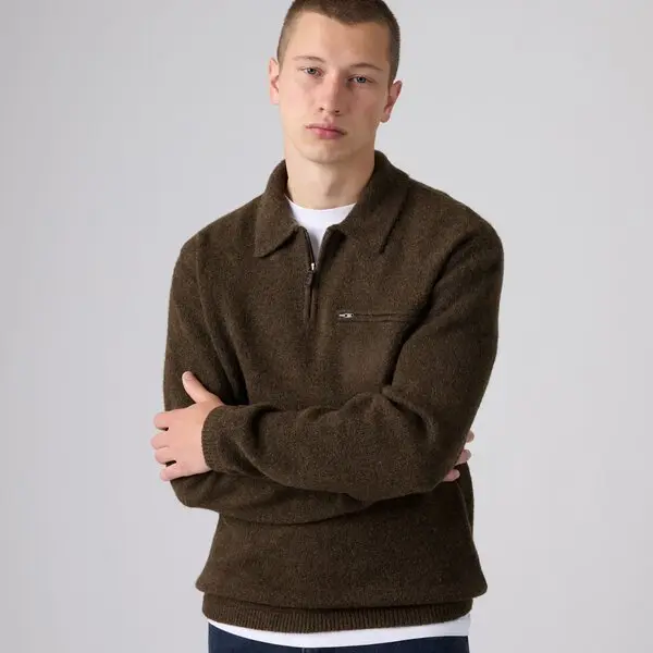 LEVI'S Boulder Quarter-zip Pullover Sweater - Brown