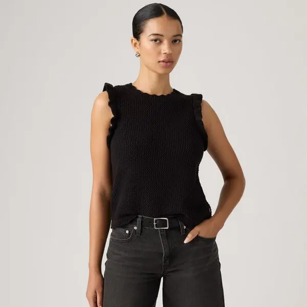 LEVI'S Lulu Flutter Sleeve Sweater Tank - Black