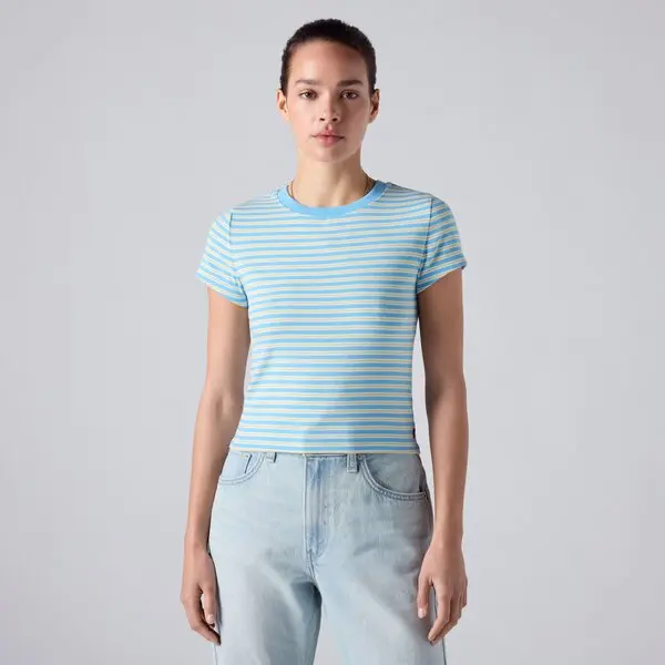 LEVI'S Essential Cropped Ribbed Baby Tee - Blue