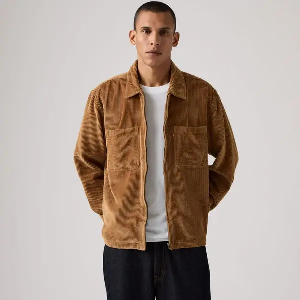 LEVI'S Ports Boxy Zip Up Overshirt - Brown