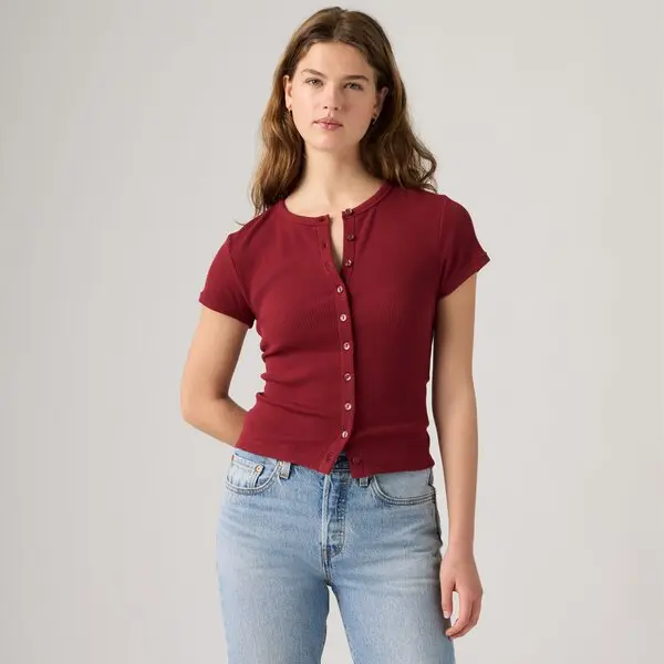 LEVI'S Rory Button Through Tee - Red