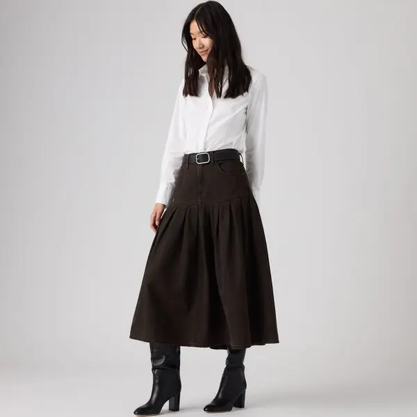 LEVI'S Yoked Pleated Skirt - Brown