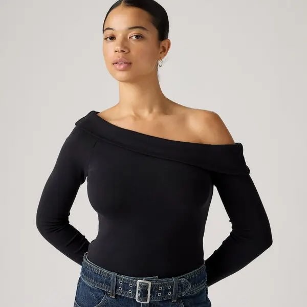 LEVI'S Clara Off Shoulder Long Sleeve Top - Black