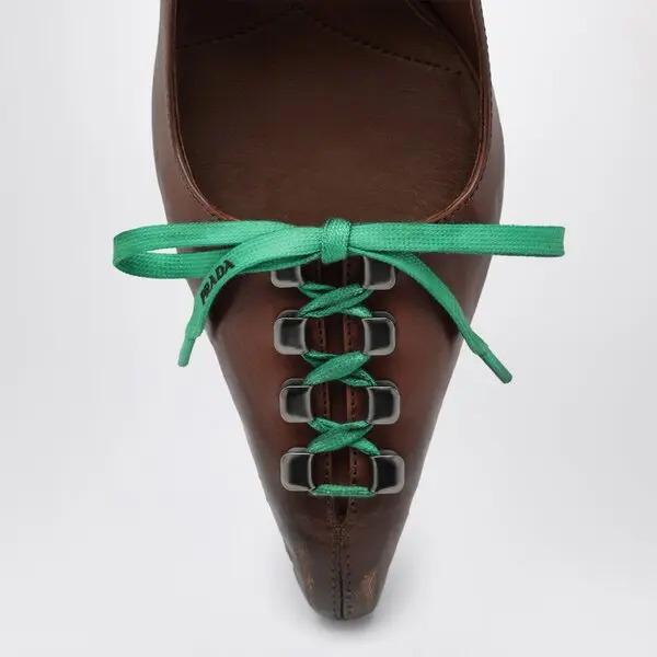 Prada Cacao Pumps In Antiqued-effect Leather - Brown