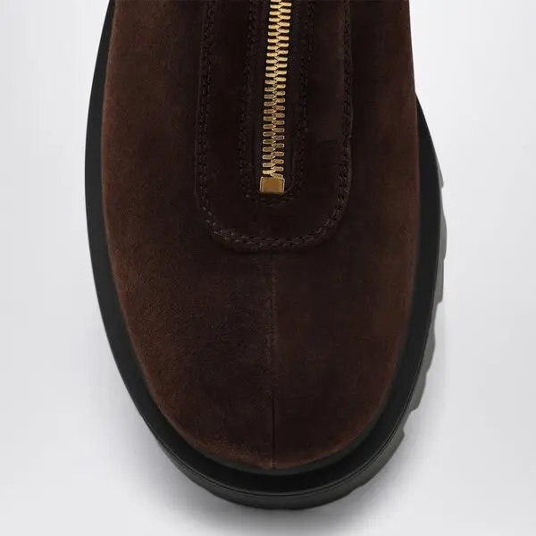 Prada Moro Suede Ankle Boots With Zip - Brown