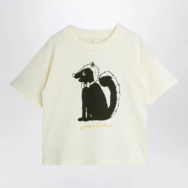 MINI RODINI Off- Organic Cotton Skunk Print T-shirt - White