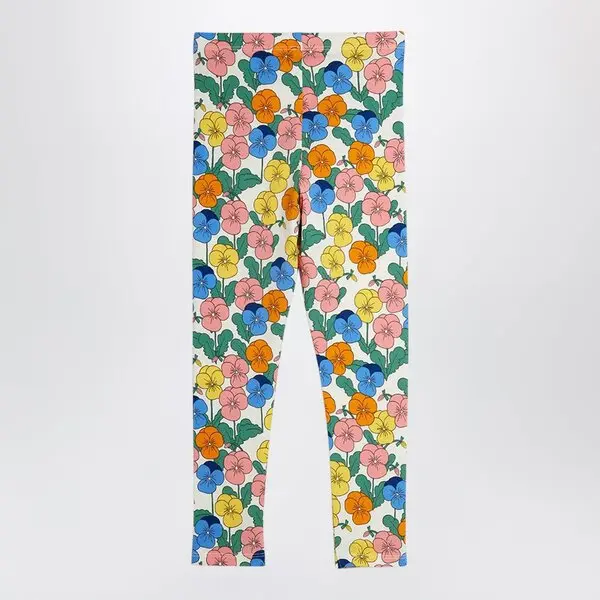 MINI RODINI Violas Purple Organic Cotton Leggings - Multicolor
