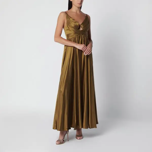 Zimmermann Olive Draped Silk Maxi Dress - Green