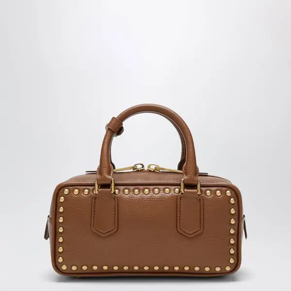 Miu Miu Arcadie Bag In Brandy Nappa Leather With Studs