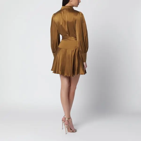 Zimmermann Khaki Silk Wrap Mini Dress - Green