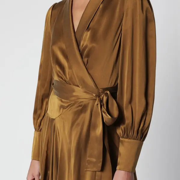 Zimmermann Khaki Silk Wrap Mini Dress - Green