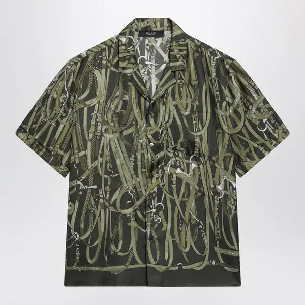 Gucci Dark Silk Bowling Shirt - Green