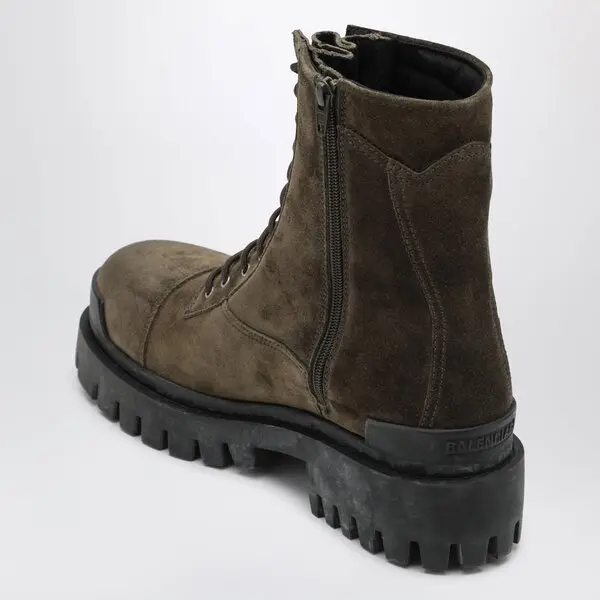 Balenciaga Combat Strike Olive Suede Calfskin Boots