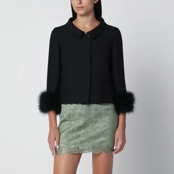 Valentino Garavani Jacket With A Peter Pan Collar In Virgin Wool And Silk