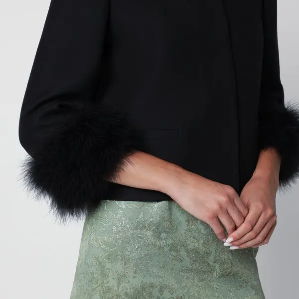 Valentino Garavani Jacket With A Peter Pan Collar In Virgin Wool And Silk
