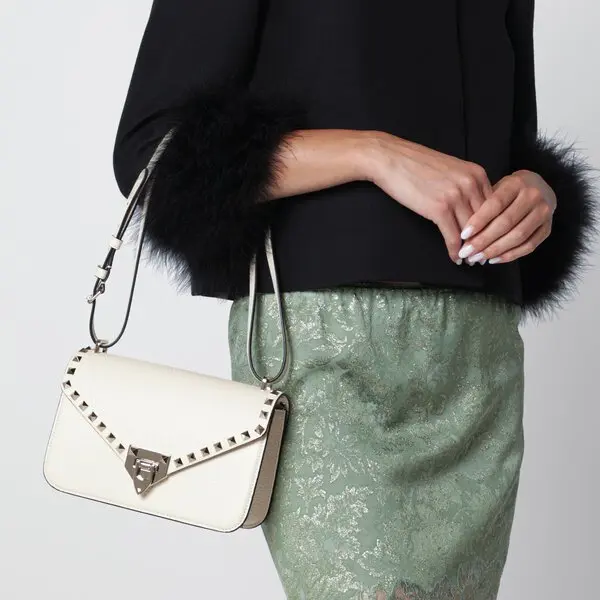 Valentino Garavani Ivory Rockstud Shoulder Bag