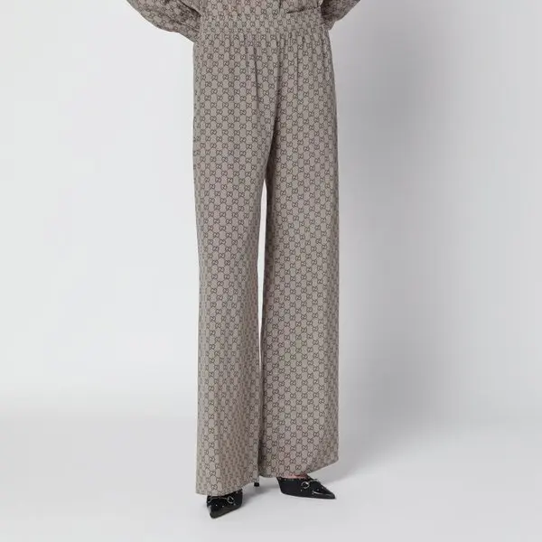 Gucci Gg Silk Leisure Trousers - Beige