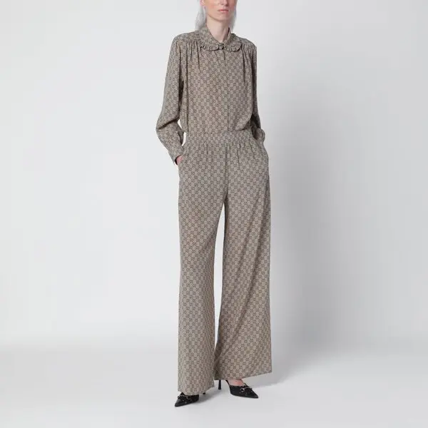 Gucci Gg Print Silk Crêpe De Chine Shirt