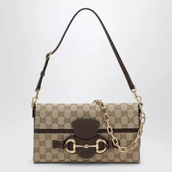 Gucci Horsebit Ristretto Medium Shoulder Bag - Beige