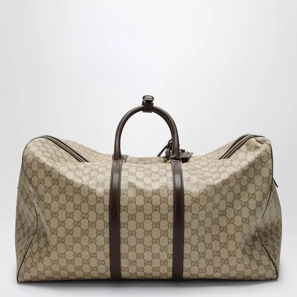 Gucci Essence Classic Brown Coated Fabric Duffel Bag