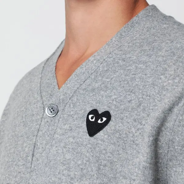 Play Comme Des Garcon Light Wool Cardigan With Heart Patch