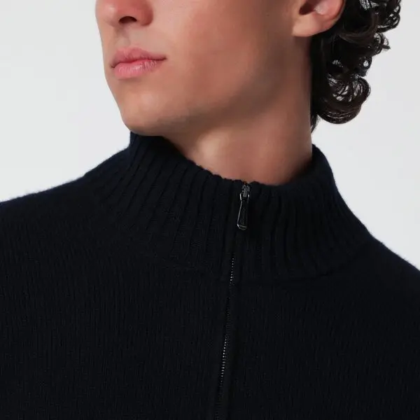 DRUMOHR Navy Wool Half-zip Jumper