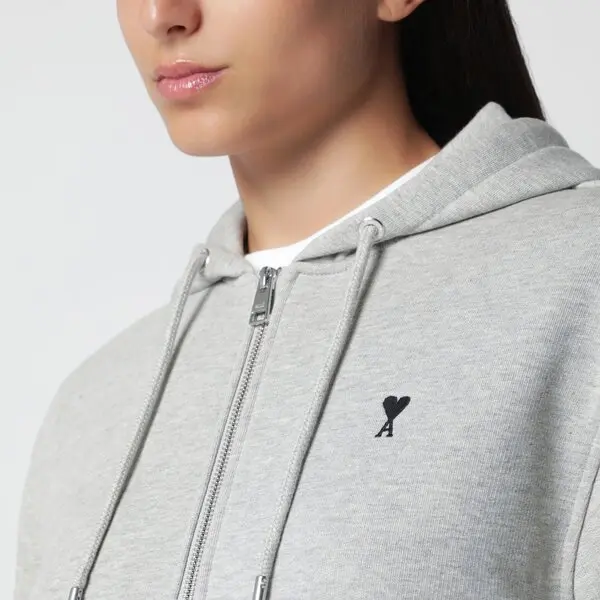 AMI Paris Light De Coeur Zip-up Sweatshirt In Cotton